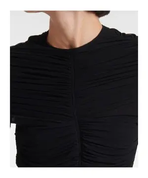 MUGLER Pleated Back Mesh Dress