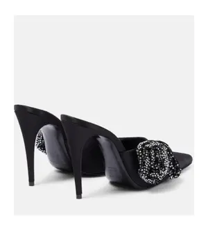 Magda Butrym Floral-appliqué Embellished Satin Mules