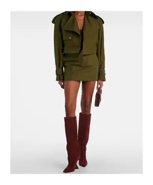 Wardrobe.NYC Lapel Cropped Twill Trench Coat