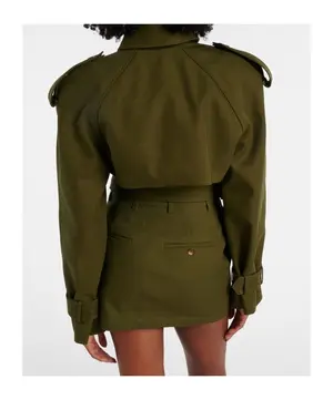 Wardrobe.NYC Lapel Cropped Twill Trench Coat