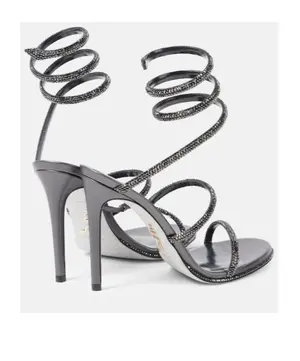 Rene Caovilla Cleo Embellished Leather High Heel Sandals