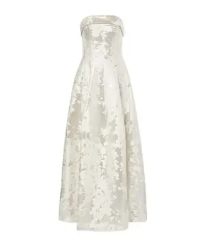 SIMKHAI Simkhai Strapless Floral Jacquard Gown