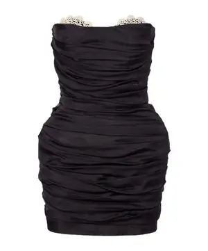 Magda Butrym Crochet-trimmed Silk Minidress - Black