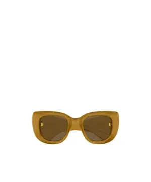 Saint Laurent Logo-detail Sunglasses - Brown