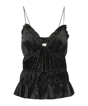 Tove Keonie Gathered Silk Top - Black