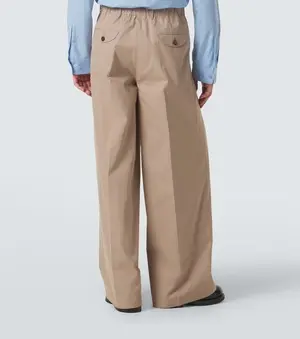 JIL SANDER Pleated Cotton Wide-leg Pants