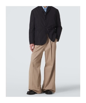 JIL SANDER Pleated Cotton Wide-leg Pants