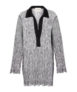 Tove Lucie Floral Lace Silk Top - Gray