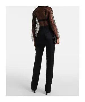 Tove Lucie Floral Lace Silk Top - Gray