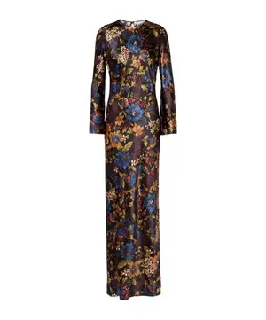 Veronica Beard Gemma Floral Silk-blend Maxi Dress - Black