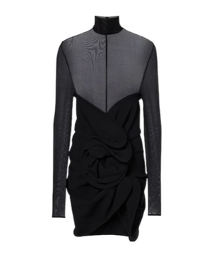 Magda Butrym Gathered Sheer Wool-blend Minidress