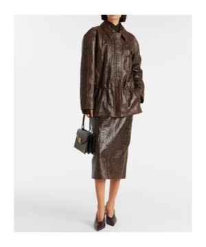 EMILIA WICKSTEAD Loretta Croc-effect Leather Pencil Skirt