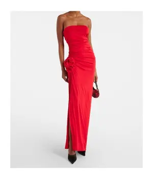 Magda Butrym Floral Appliqué Ruched Jersey Maxi Dress
