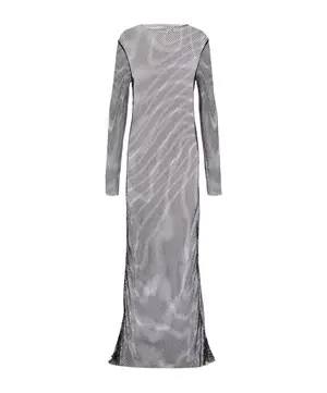Tove Embellished Mesh Maxi Dress - Gray