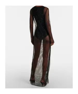 Tove Embellished Mesh Maxi Dress