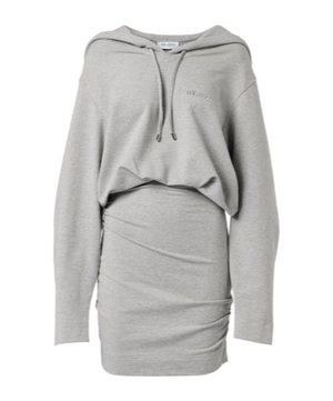 Attico Cotton-blend Jersey Sweatshirt Dress - Gray