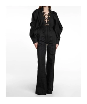 Elie Saab Puffed Sleeve Lace-up Jumpsuit
