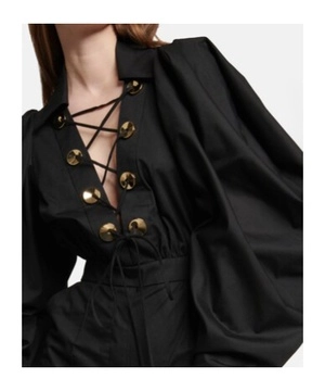 Elie Saab Puffed Sleeve Lace-up Jumpsuit
