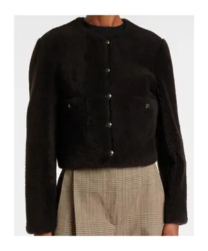 Dorothee Schumacher Crew Neck Long Sleeve Leather Jacket
