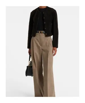 Dorothee Schumacher Crew Neck Long Sleeve Leather Jacket