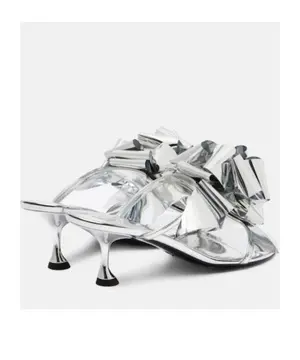 Proenza Schouler Mirrored Leather Mules With Oversized Bow - White