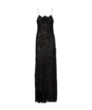 RODARTE Floral-appliqué Sequined Gown - Black