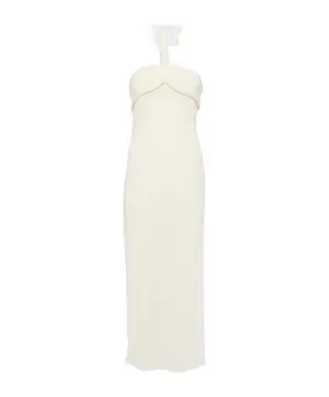 Magda Butrym Pearl-detail Halterneck Midi Dress - White