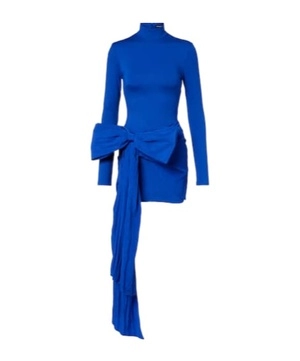 David Koma Bow-detail Jersey Minidress - Blue