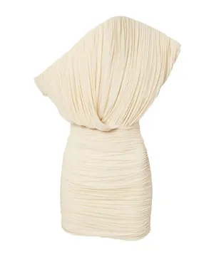 Magda Butrym Asymmetric Ruched Minidress - Beige