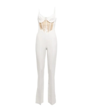 David Koma Sequined Cutout Cady Jumpsuit - White