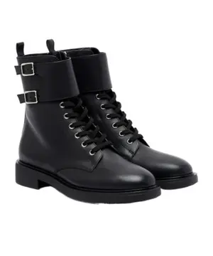 GIANVITO ROSSI Leather Combat Boots - Black