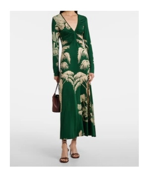 Johanna Ortiz Printed Ruched Jersey Midi Dress