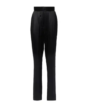 Tove Remi High-rise Silk Straight Leg Trousers - Black