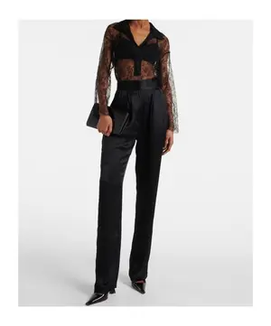 Tove Remi High-rise Silk Straight Leg Trousers - Black