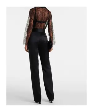 Tove Remi High-rise Silk Straight Leg Trousers - Black