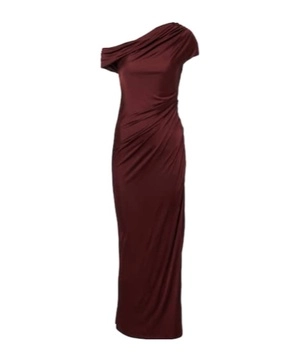 Galvan Asymmetric Draped Jersey Maxi Dress - Brown