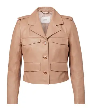 Dorothee Schumacher Lapel Long-sleeved Leather Jacket - Nude