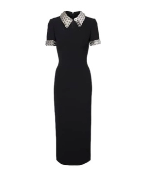 David Koma Embellished Cady Midi Dress - Black