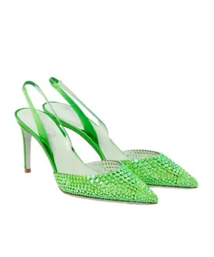 Rene Caovilla Embellished Satin Slingback Pumps