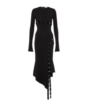 Attico Asymmetric Midi Dress - Black