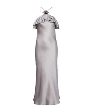 RODARTE Floral-appliqué Silk Charmeuse Slip Dress - Gray