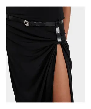 Coperni Belted Asymmetric Draped Halterneck Maxi Dress