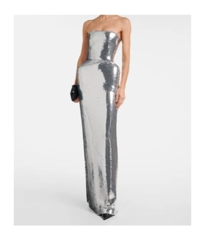 David Koma Padded Sequined Bustier Gown