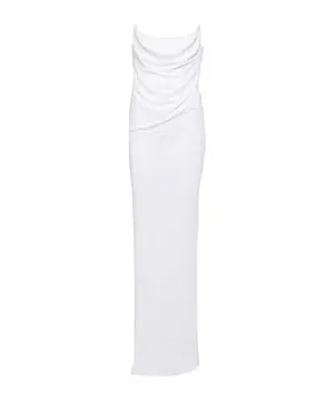 Alex Perry Draped Corset Jersey Gown - White