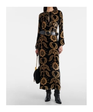 Johanna Ortiz Embroidered Velvet Maxi Dress