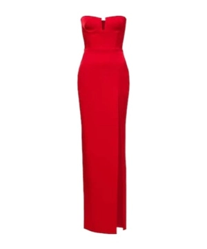 Alex Perry Crêpe Satin Bustier Gown - Red