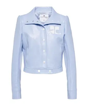 COURREGES Reedition Cropped Vinyl Jacket - Blue