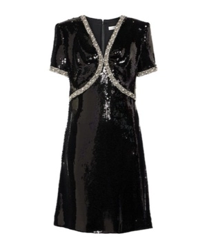 Nina Ricci Embellished Sequined Minidress - Black
