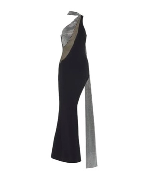 David Koma Crystal-embellished Scarf Gown - Black
