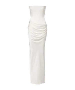 Alex Perry Bridal Draped Crêpe Satin Corset Gown - White